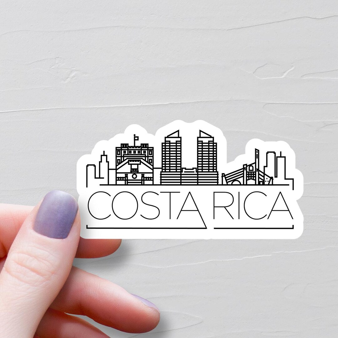 Costa Rica Sticker, Vinyl Travel Stickers, Country Landmarks Skyline ...