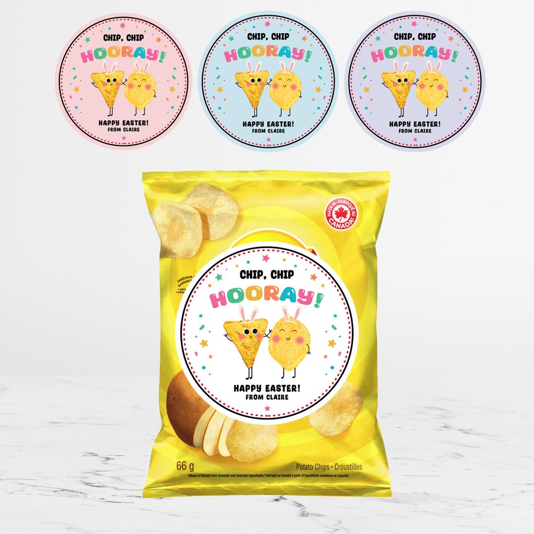 Easter Chip Bag Labels, Happy Easter Party Favors, Easter Chip Labels ...