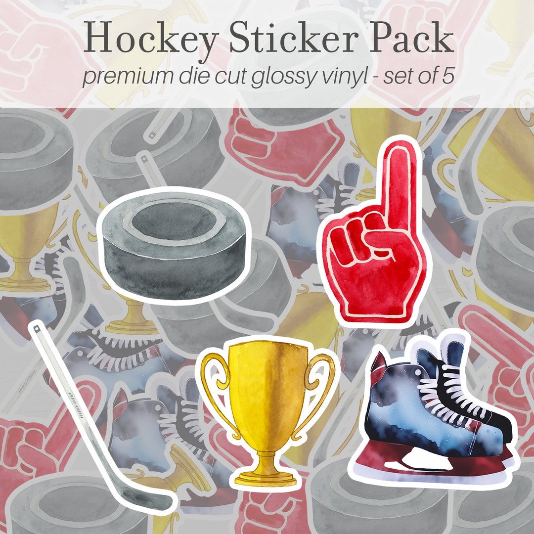 Ice Hockey Sticker Pack of 5, Vinyl Stickers, Hockey Team Gifts, Hockey ...