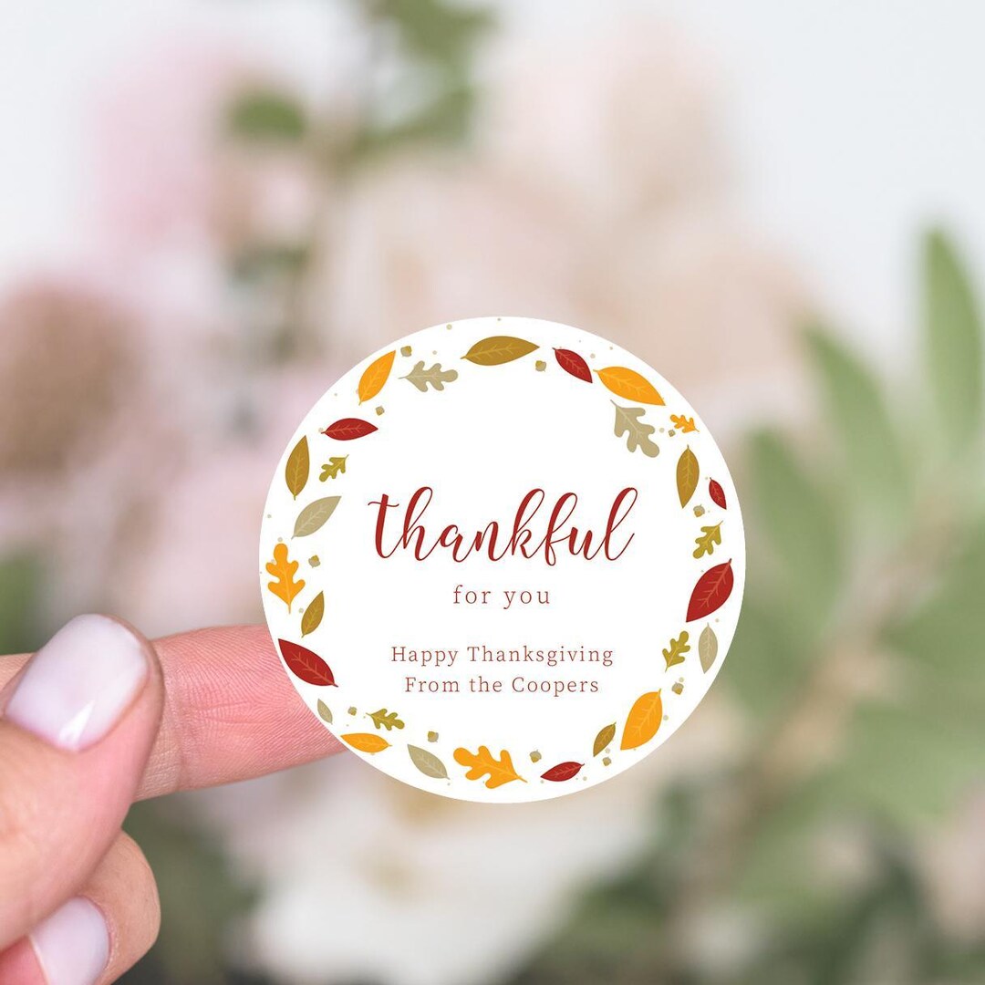 Personalized Thanksgiving Favors Stickers, Round Thanksgiving Stickers ...