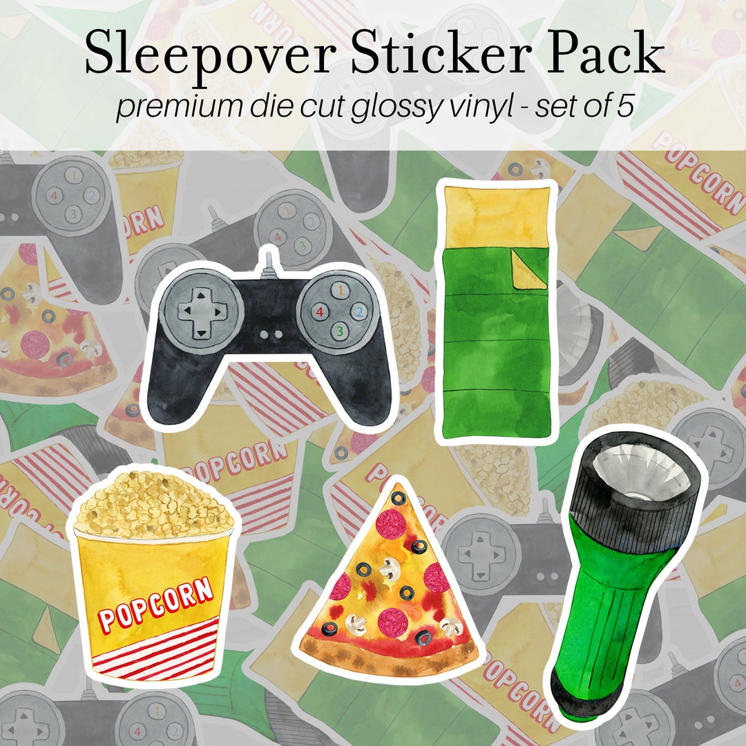 Boys Sleepover Sticker Pack of 5, Vinyl Stickers, Boys Slumber Party ...