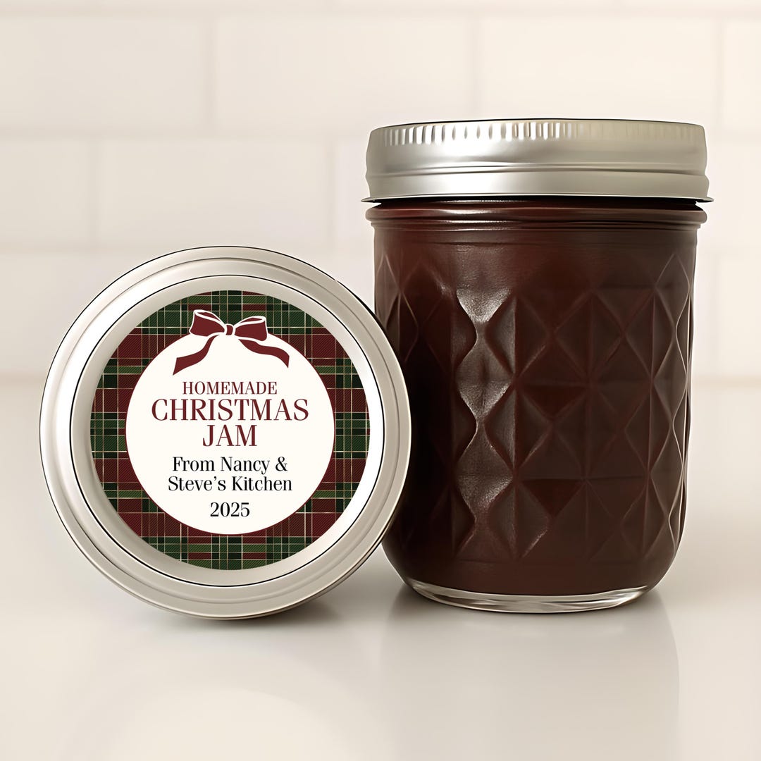 Christmas Jam Labels in Plaid Tartan RL Christmas Theme, Custom Jar ...
