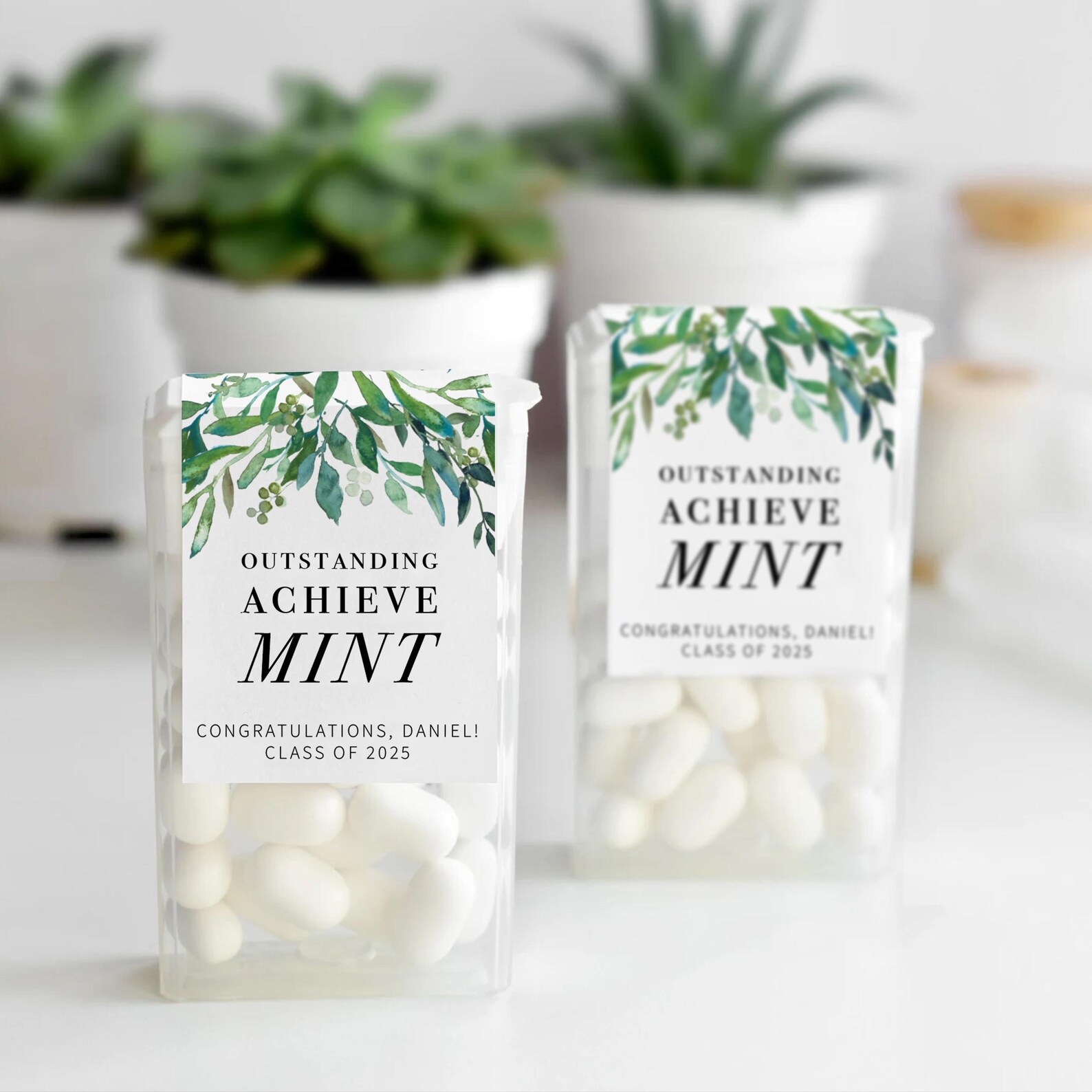 Graduation Party Favors Labels for Mints, Greenery Achievemint Stickers ...
