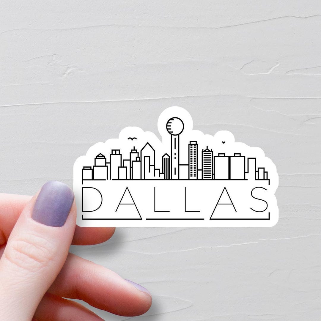 Dallas Sticker, Vinyl Stickers, City Skyline Travel Stickers, Texas ...