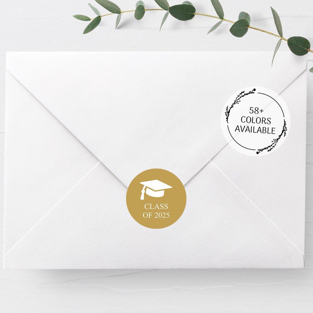 Graduation Envelope Seals, Round Graduation Stickers, Graduation Party ...
