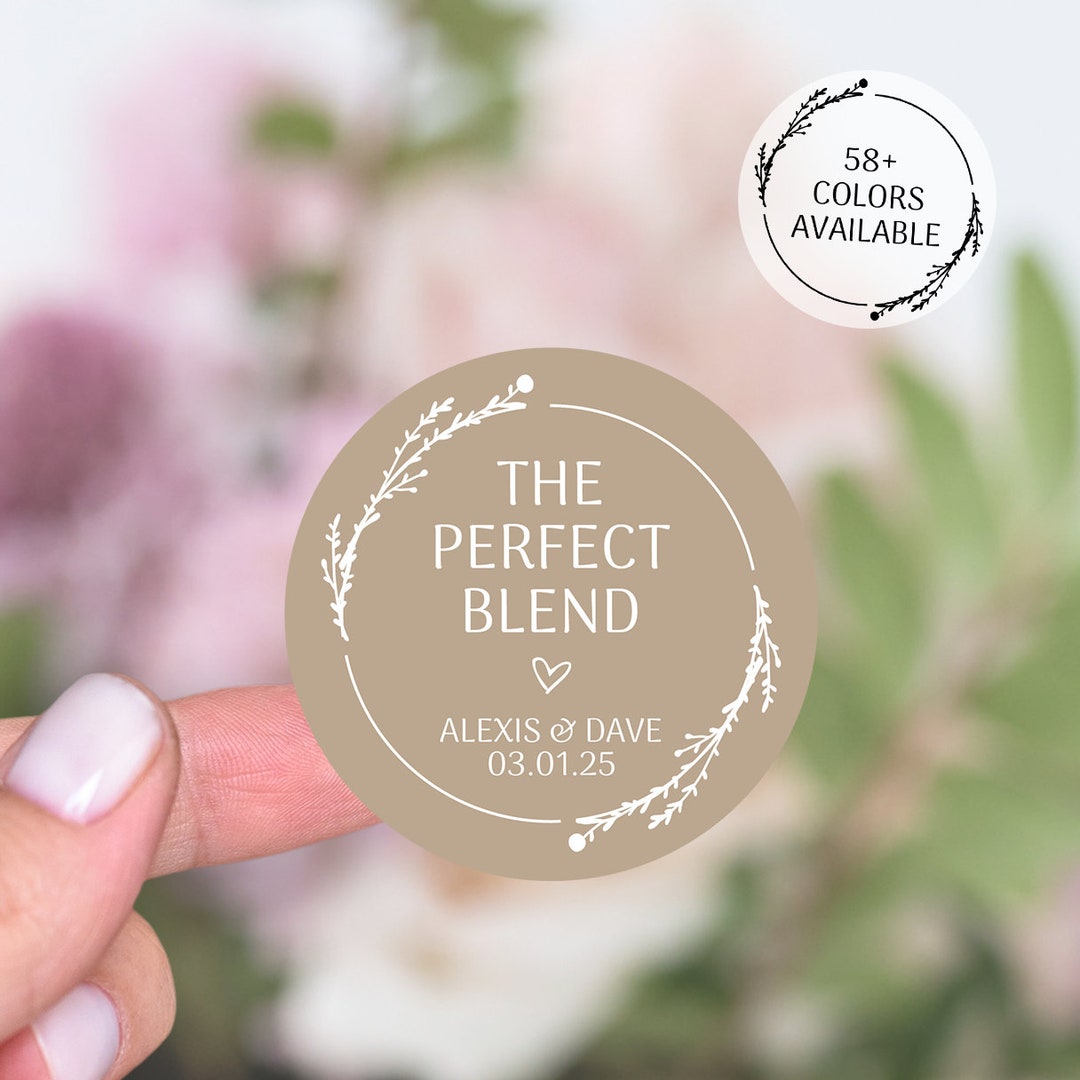 The Perfect Blend Coffee Favors Stickers, Love is Brewing Wedding ...