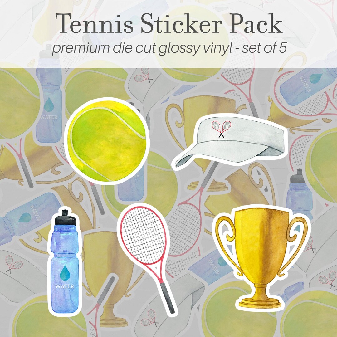Tennis Sticker Pack of 5, Vinyl Stickers, Tennis Team Gifts, Tennis ...
