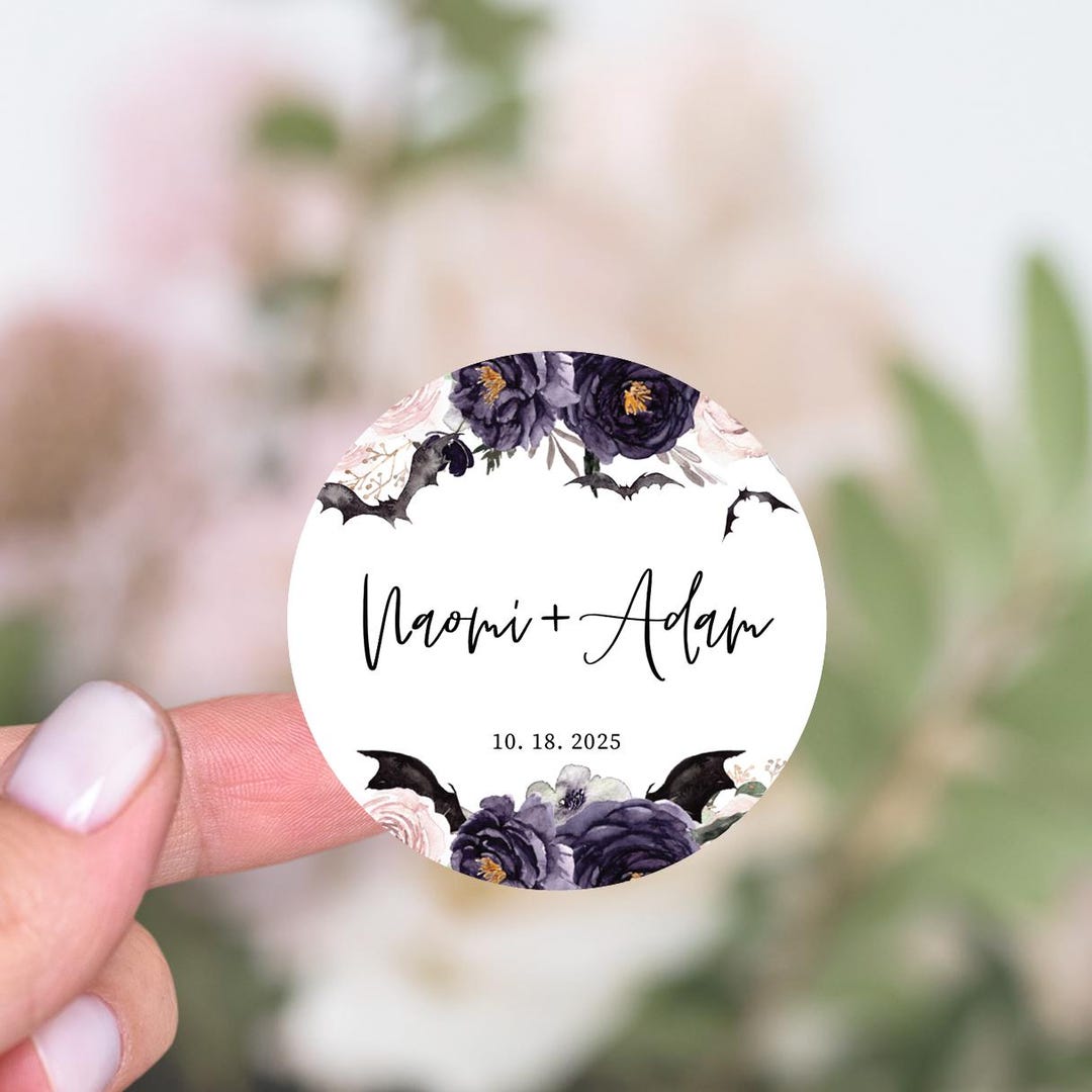 Gothic Wedding Thank You Stickers, Halloween Wedding Favor Stickers ...