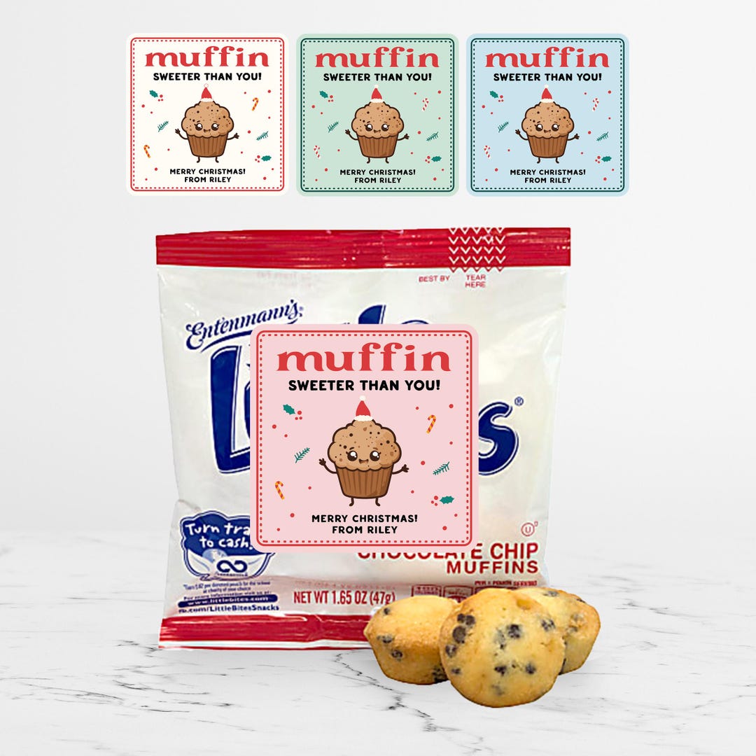 Muffin Christmas Stickers, Class Christmas Favors, Toddler Preschool ...