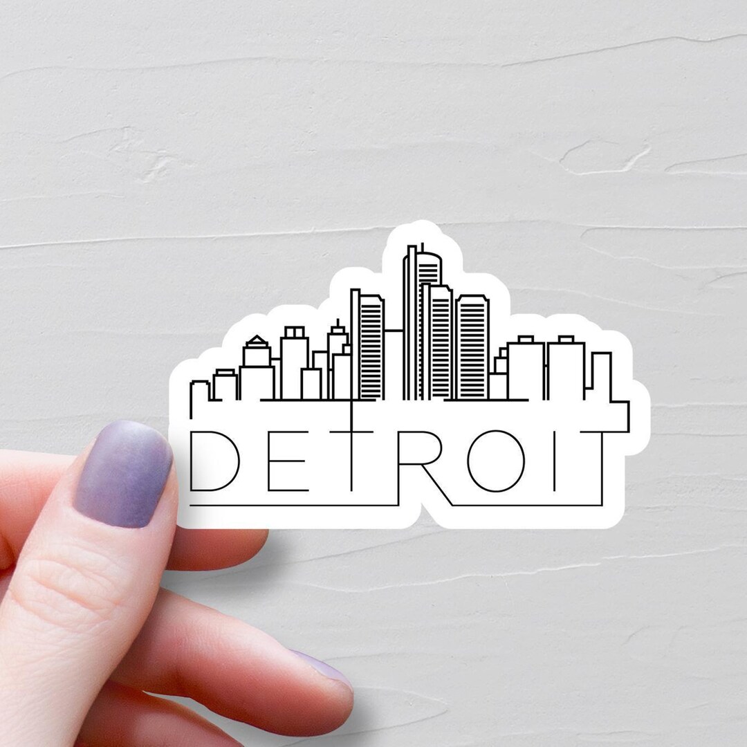 Detroit Sticker, Vinyl Stickers, Travel Stickers, Detroit City Skyline ...