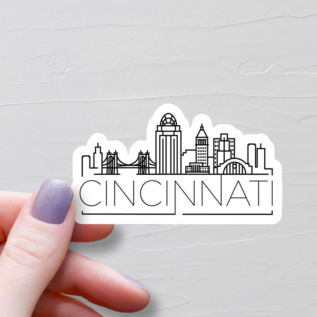 Cincinnati Sticker, Vinyl Stickers, Travel Stickers, City Skyline, Ohio ...