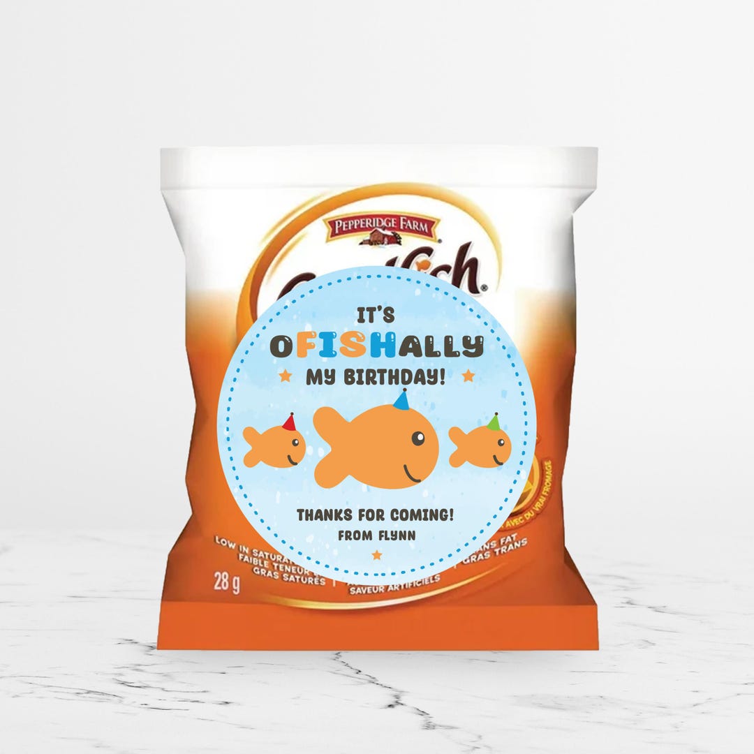 Goldfish Birthday Stickers, Personalized Fish Crackers Party Favors ...