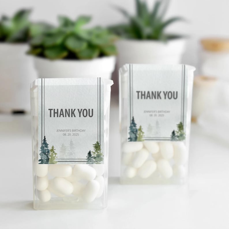 Woodland Forest Birthday Party Favor Labels for Mints, Camping Birthday ...
