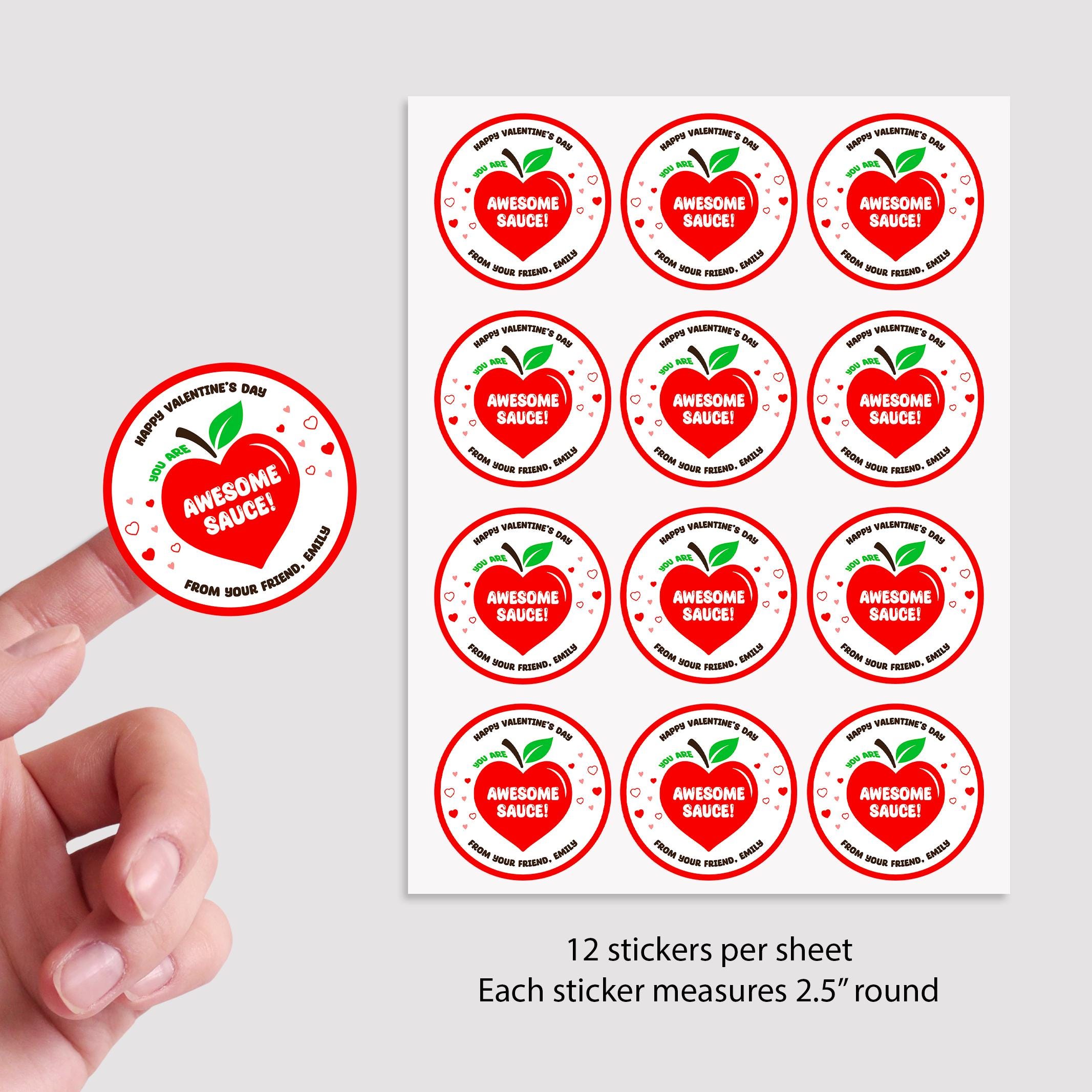 Apple Sauce Valentine Stickers, Applesauce Class Valentines, Awesome ...