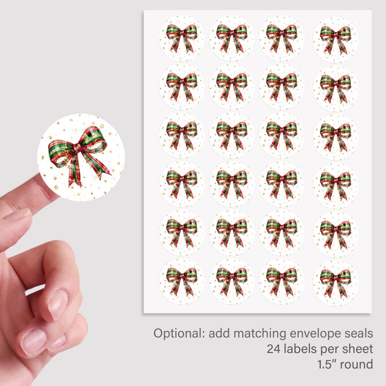 Personalized Christmas Address Labels, Christmas Plaid Coquette Bow ...