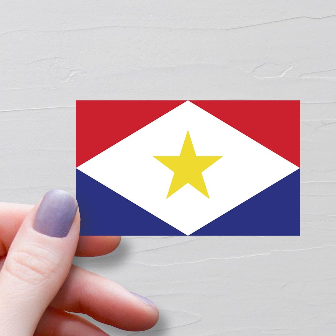 Saba Flag Sticker, Vinyl Travel Stickers, Sabaean Sabean Flag, World ...