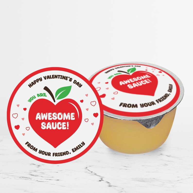 Apple Sauce Valentine Stickers, Applesauce Class Valentines, Awesome ...