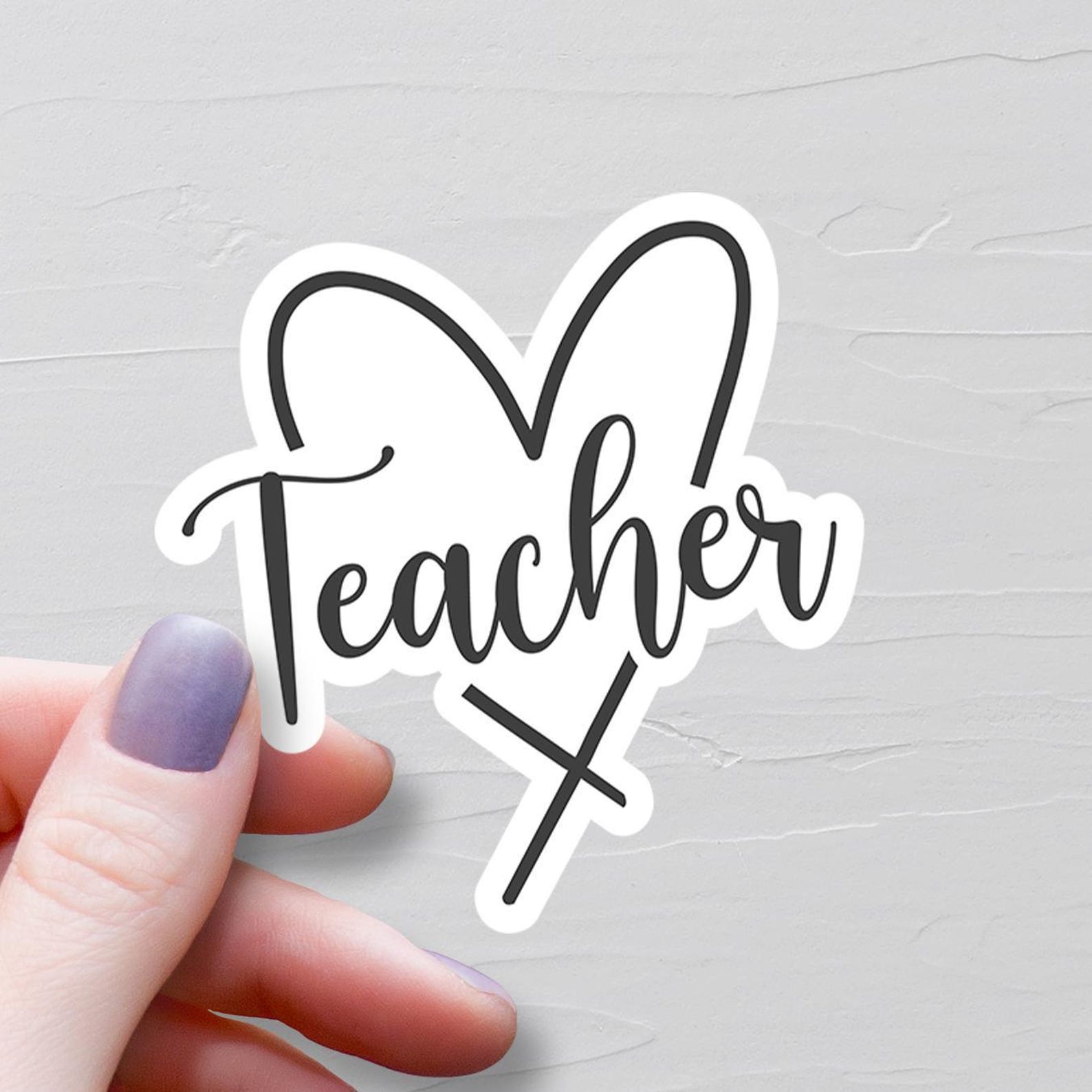 Teacher Sticker, Teacher Heart Sticker, Vinyl Water Bottle Stickers ...