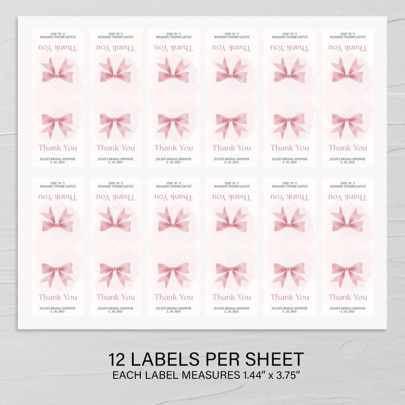 Bow Bridal Shower Favor Labels for Mints, Coquette Bridal Shower Mint ...