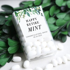 Greenery Retirement Party Favors Labels for Mints, Happy Retiremints ...