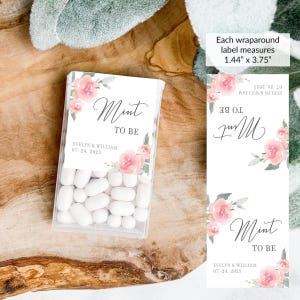 Mint to Be Wedding Favor Labels, Pink Floral Wedding Mint to Be ...