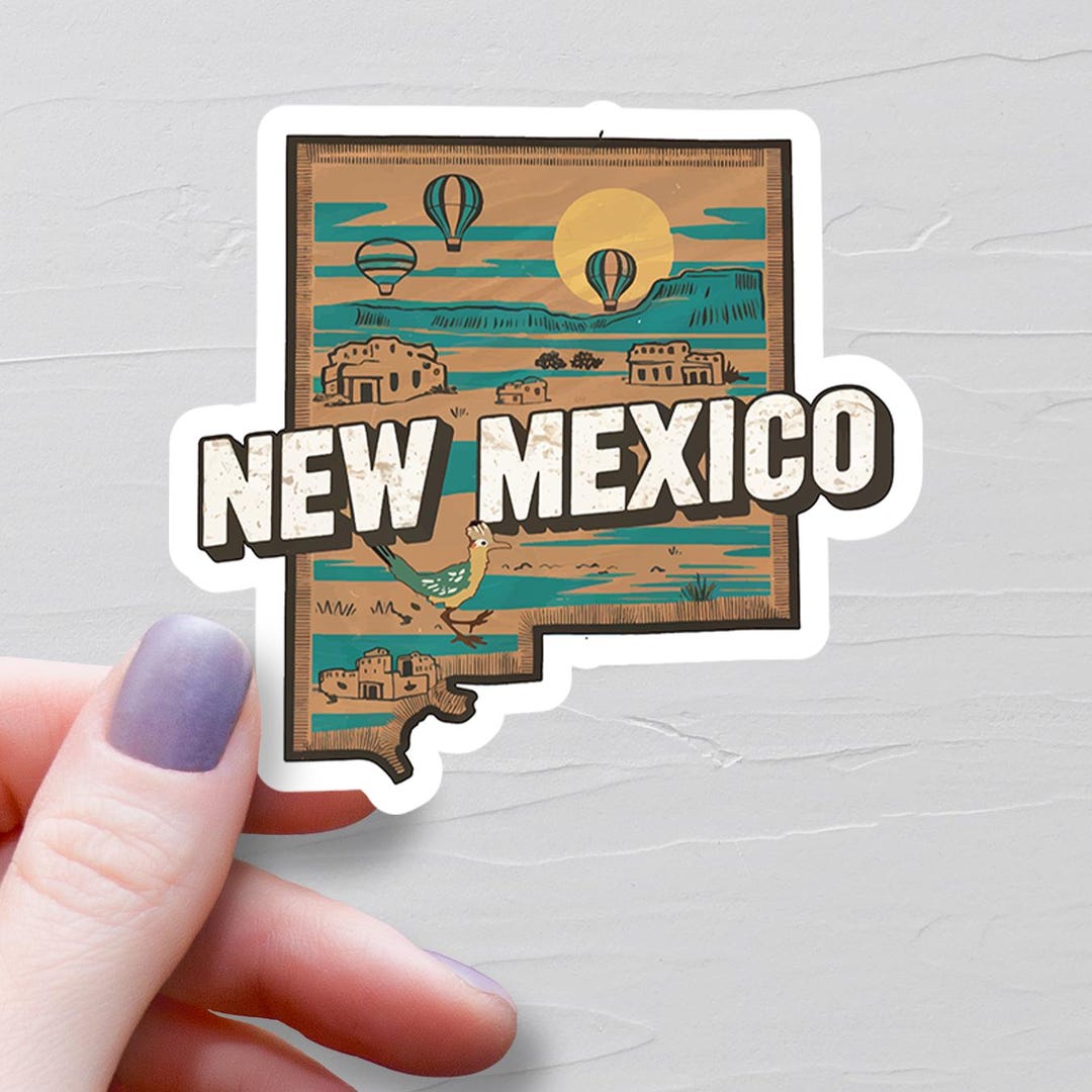 New Mexico Sticker, Vinyl Stickers, Travel Stickers, New Mexico Map ...