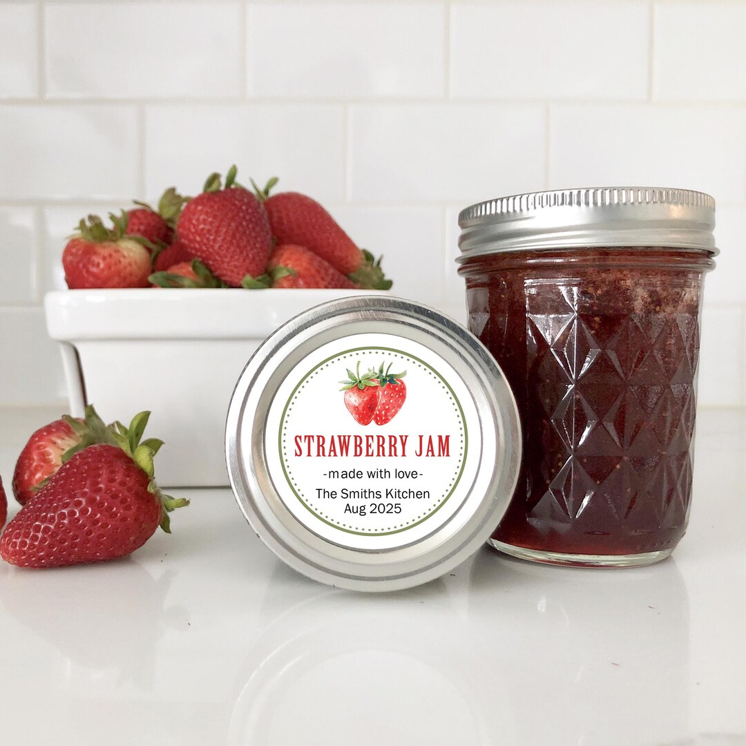 Homemade Jam Labels, Strawberry Jam Labels, Custom Canning Labels ...