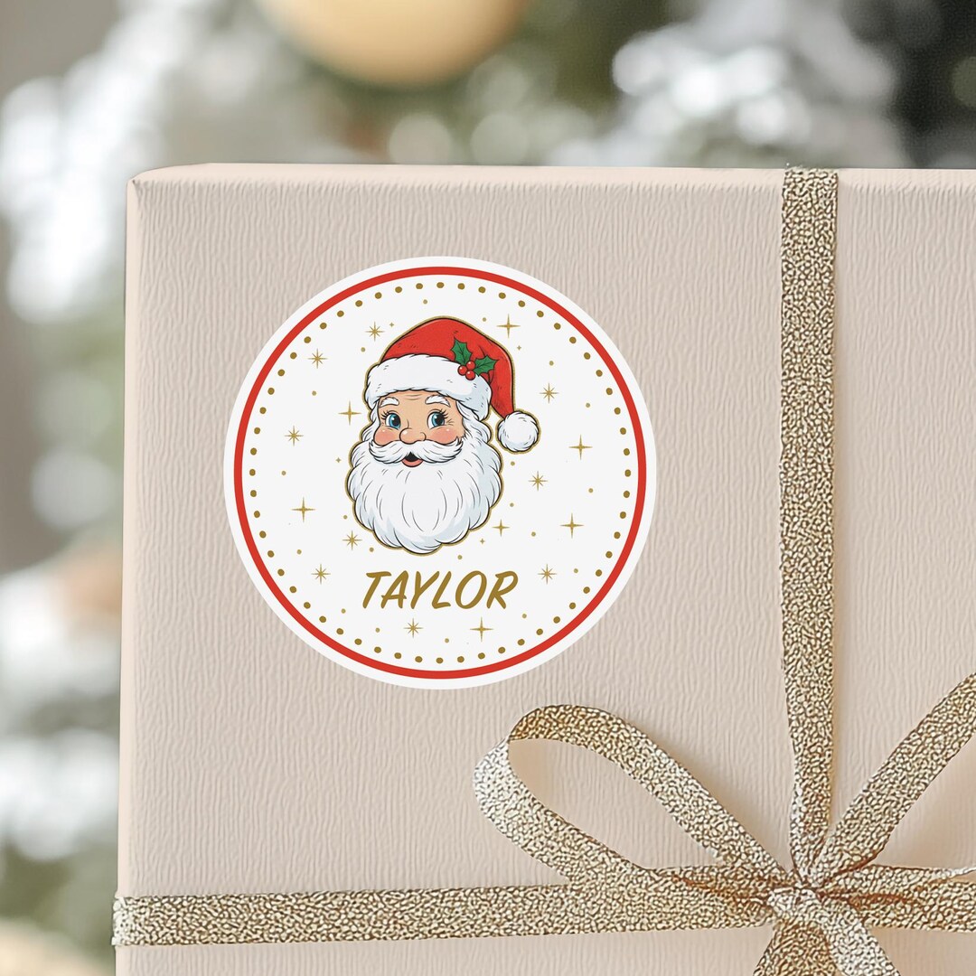 Personalized Santa Sticker, Custom Santa Labels, Christmas Santa Gift ...