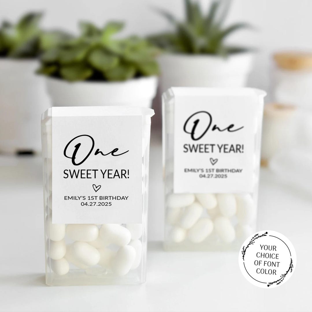 1st Birthday Party Favors Mint Labels, One Sweet Year Stickers, First ...