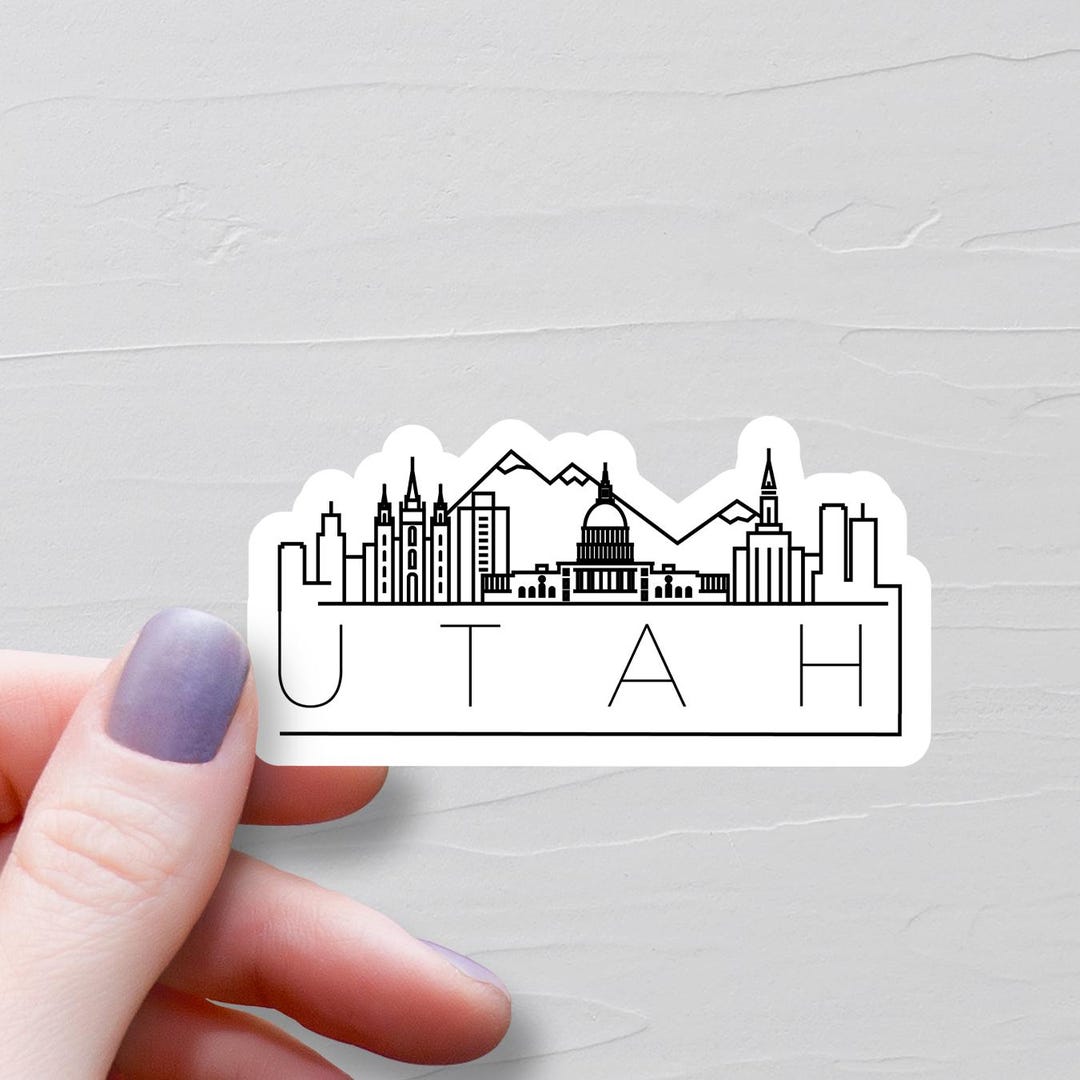 Utah Sticker, Vinyl Stickers, Travel Stickers, Landmarks Skyline, Utah ...
