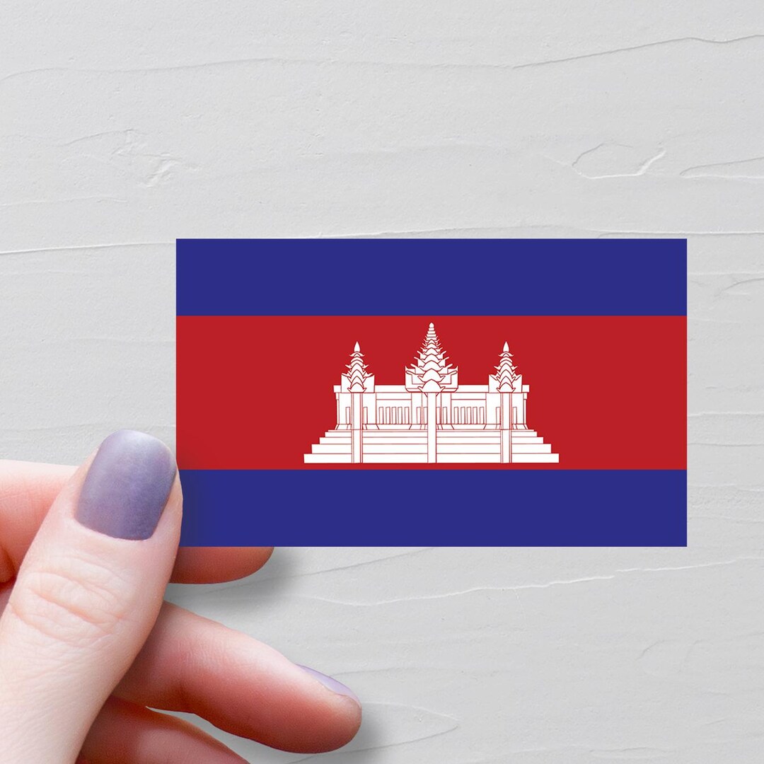 Cambodian Flag Sticker, Vinyl Travel Stickers, Flag of Cambodia Sticker ...