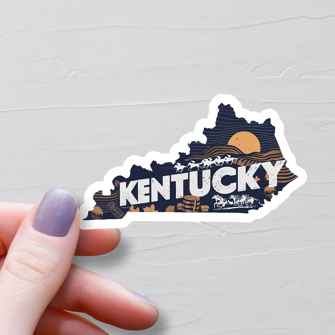 Kentucky Sticker, Vinyl Stickers, Travel Stickers, Kentucky Map Sticker ...