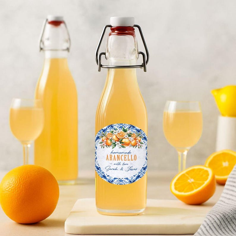 Arancello Labels, Arancello Wedding Favors Stickers, Orangecello Labels ...