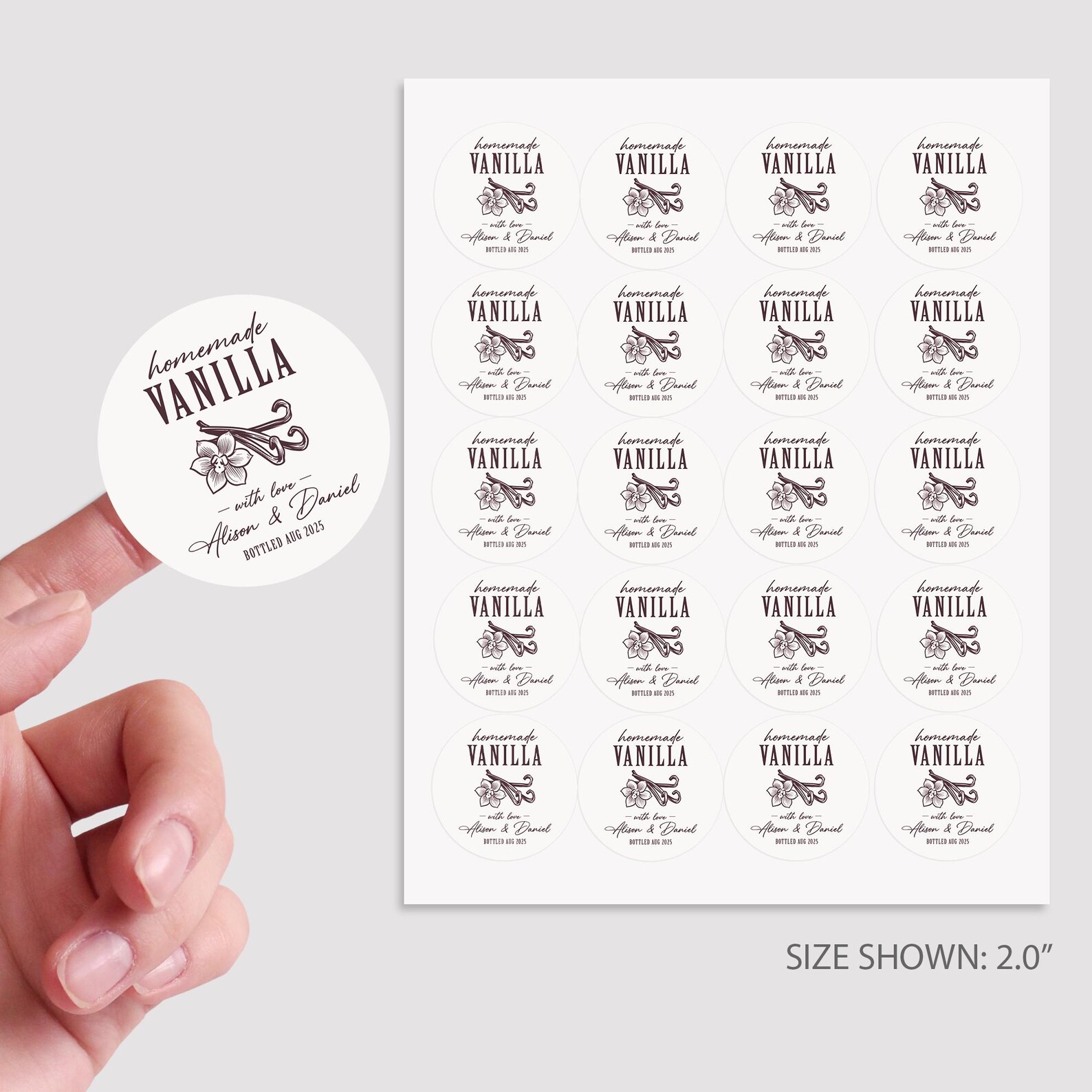 Vanilla Extract Labels, Vanilla Labels, Vanilla Wedding Favors Stickers ...