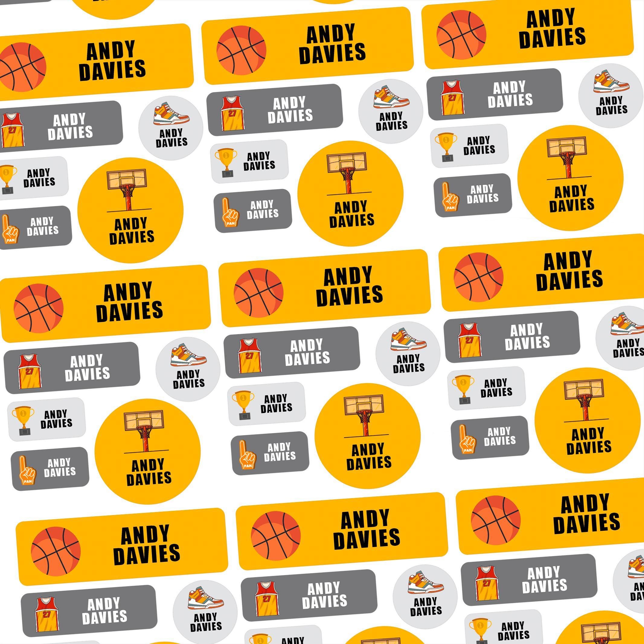Custom Basketball Name Labels for Kids Waterproof Sports Stickers for ...