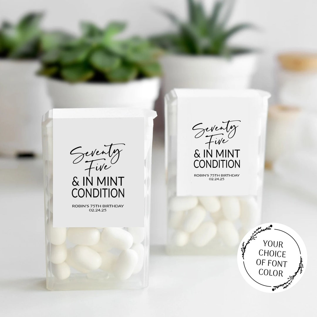 75th Birthday Party Favor Mint Labels, Seventy Five & in Mint Condition ...
