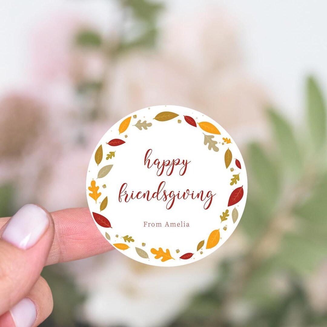 Round Friendsgiving Stickers, Happy Friendsgiving Party Thank You ...