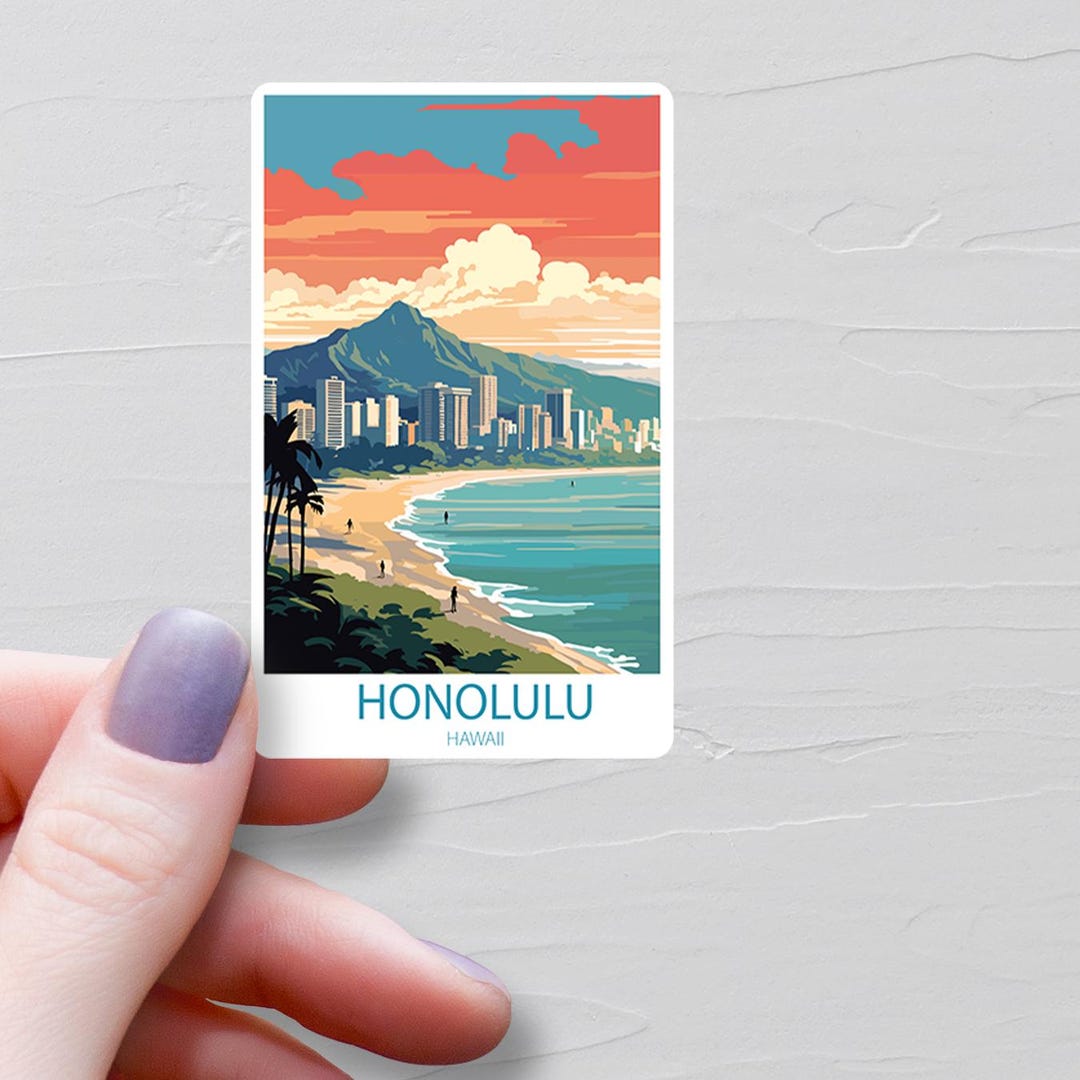 Honolulu Sticker, Vinyl USA Travel Stickers, Honolulu Hawaii Stickers, Water Bottle Sticker ...