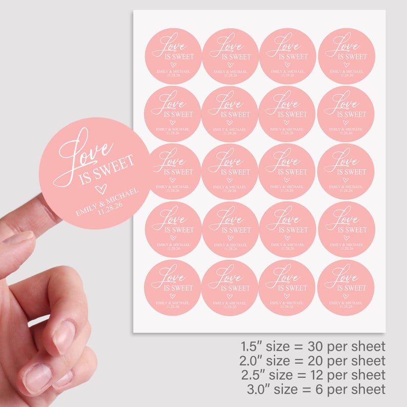 Love is Sweet Wedding Favor Stickers, Personalized Wedding Candy Favor ...