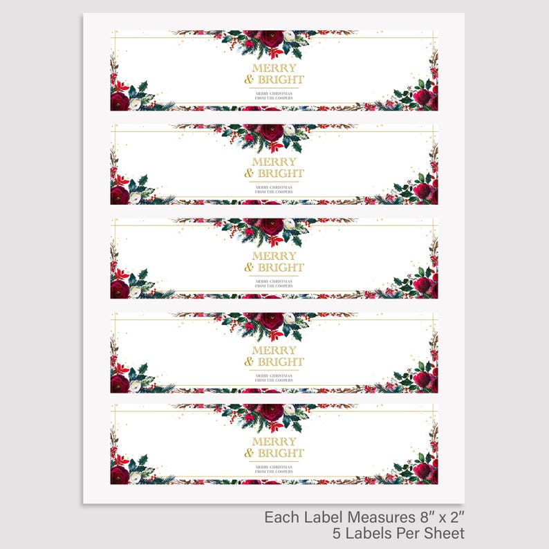 Christmas Water Bottle Labels, Custom Water Bottle Labels, Merry ...