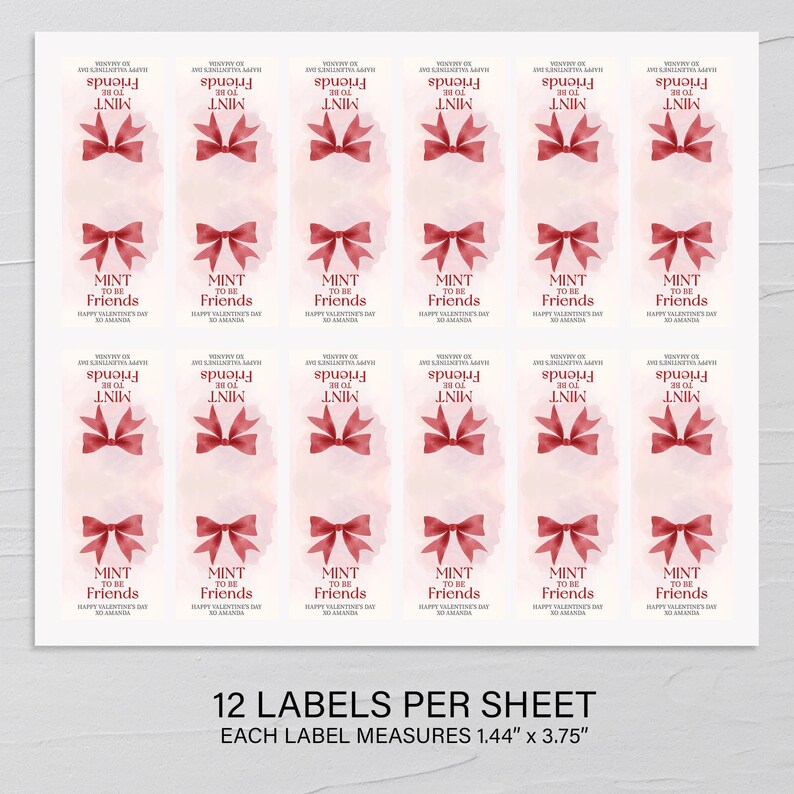Mint Labels for Valentines Day Gifts, Mint to Be Friends, Class ...