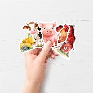 Farm Sticker Pack of 5, Vinyl Stickers, Farm Stickers, Barn Farm Animal ...