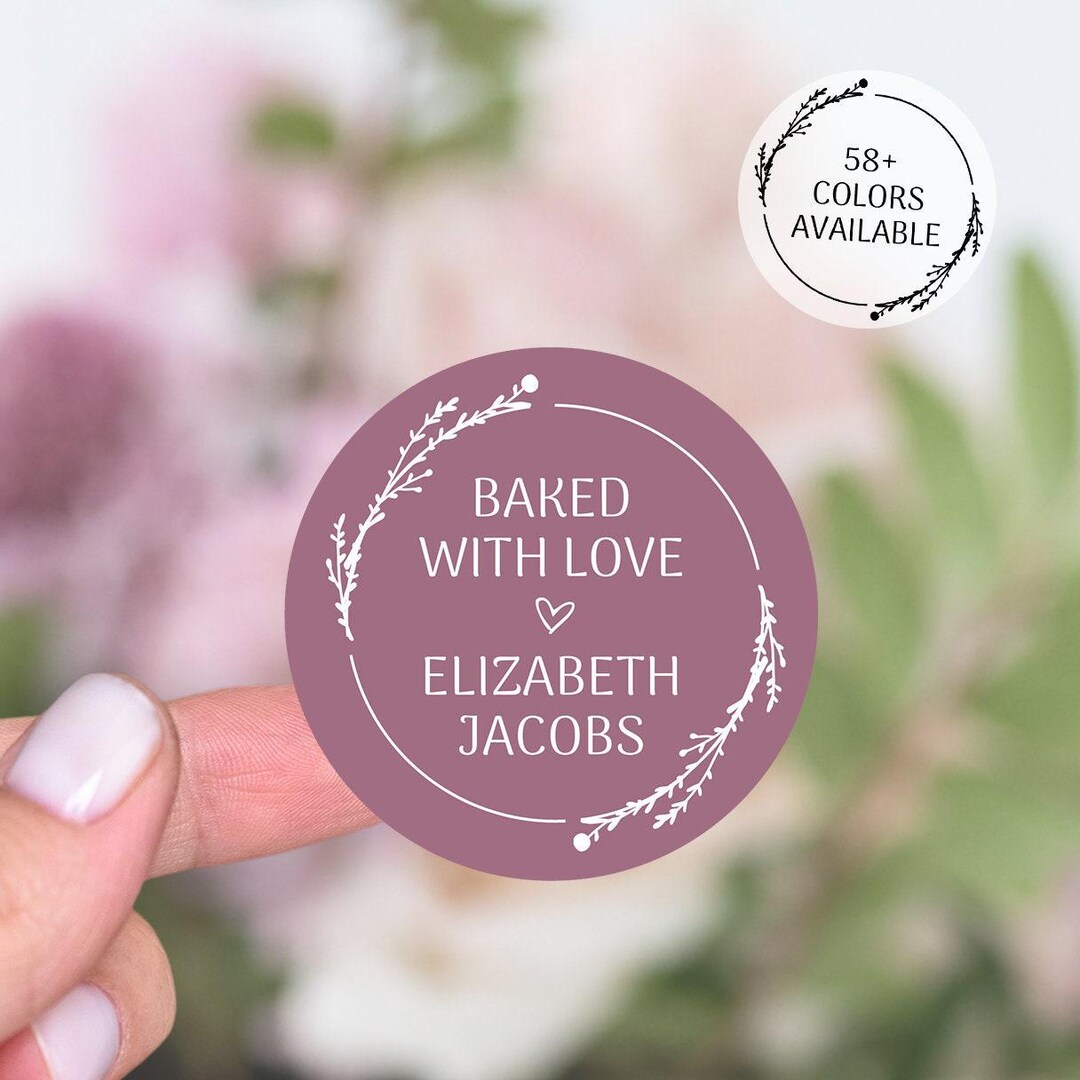 Custom Baked With Love Stickers, Vinyl Baking Labels, Baking Stickers ...