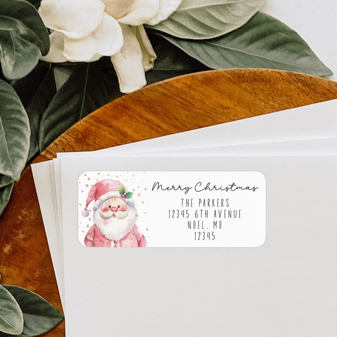 Personalized Christmas Address Labels, Traditional Santa Claus Holiday ...