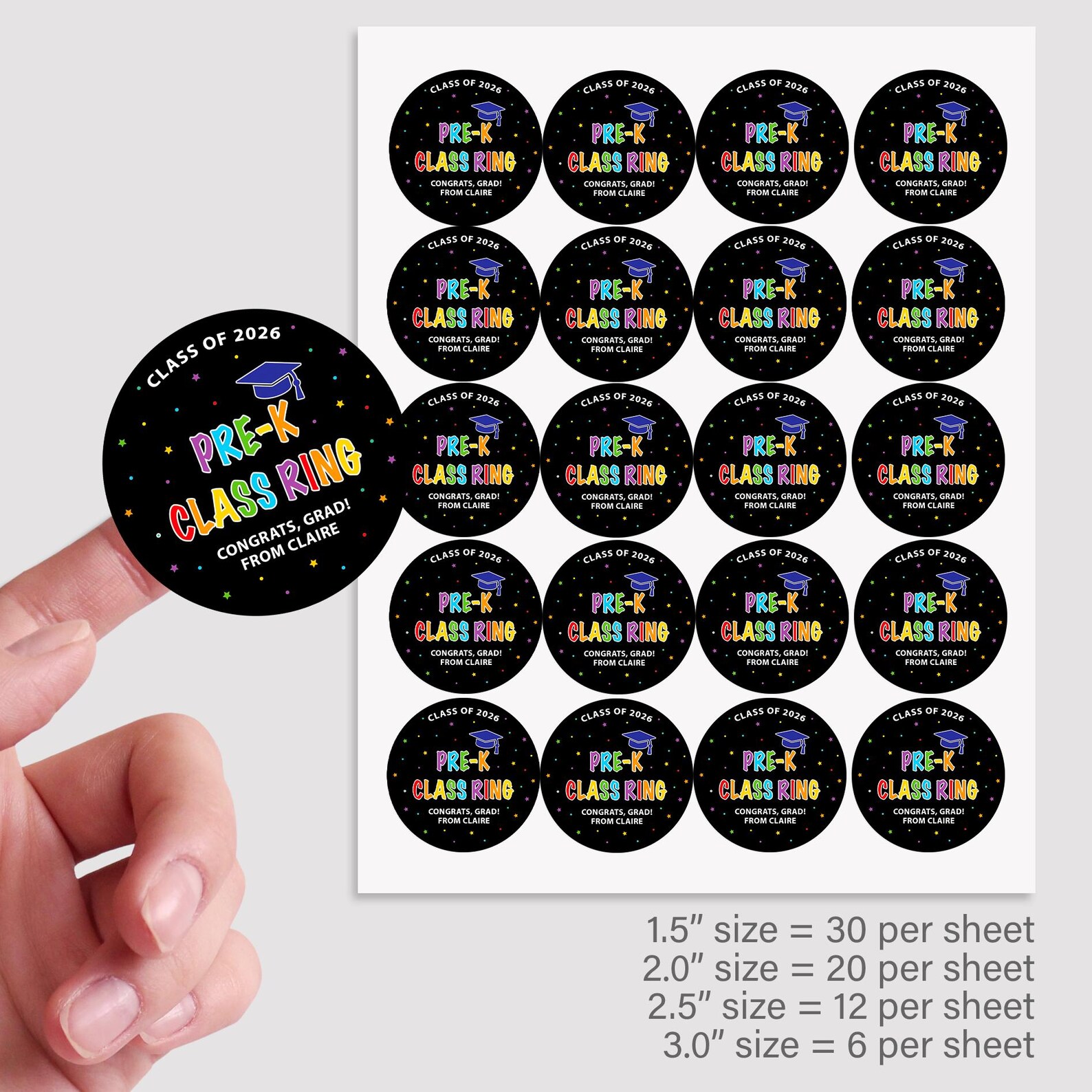 Prek Class Ring Sticker, Preschool Graduation Party Favors ...