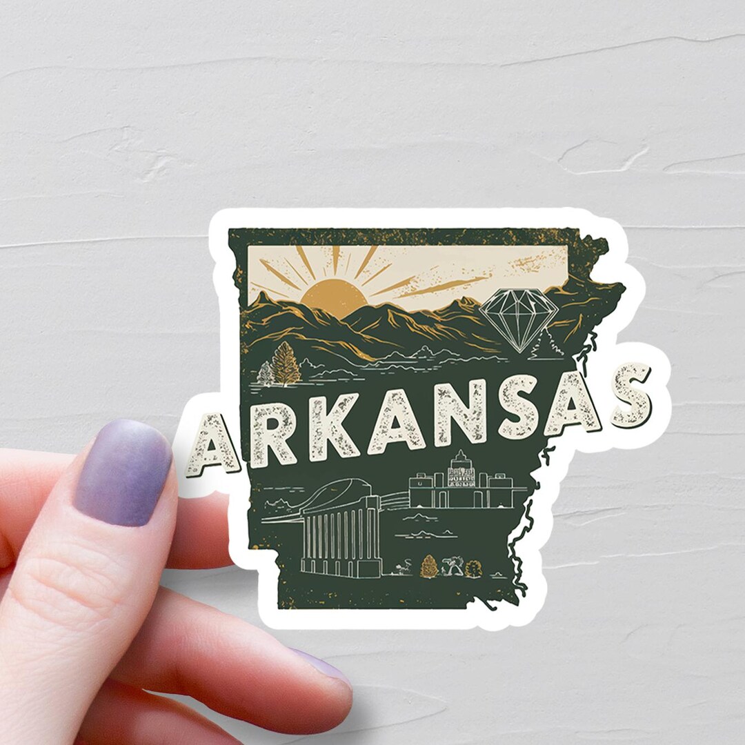 Arkansas Sticker, Vinyl Stickers, Travel Stickers, Arkansas Map Sticker ...