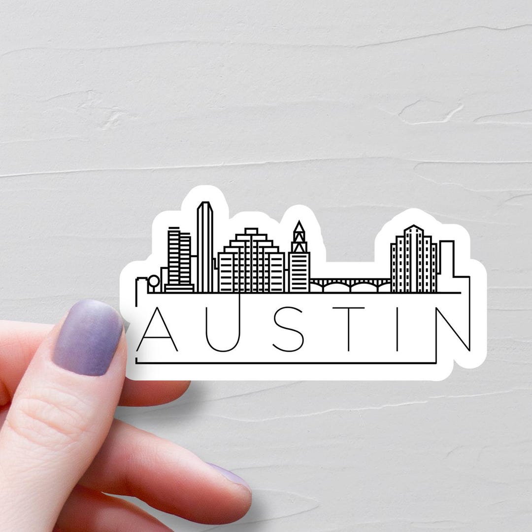 Austin Sticker, Vinyl Stickers, City Skyline Travel Stickers, Texas ...