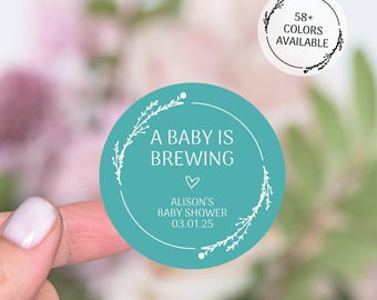 A Baby is Brewing Stickers - Baby Shower Favor Labels, Thank You ...