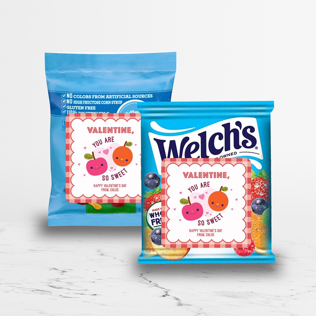 Personalized Fruit Snacks Valentine Stickers Kids Class Valentines ...