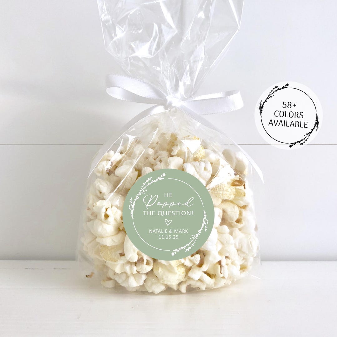 Popcorn Engagement Stickers, He Popped the Question, Engagement Party ...